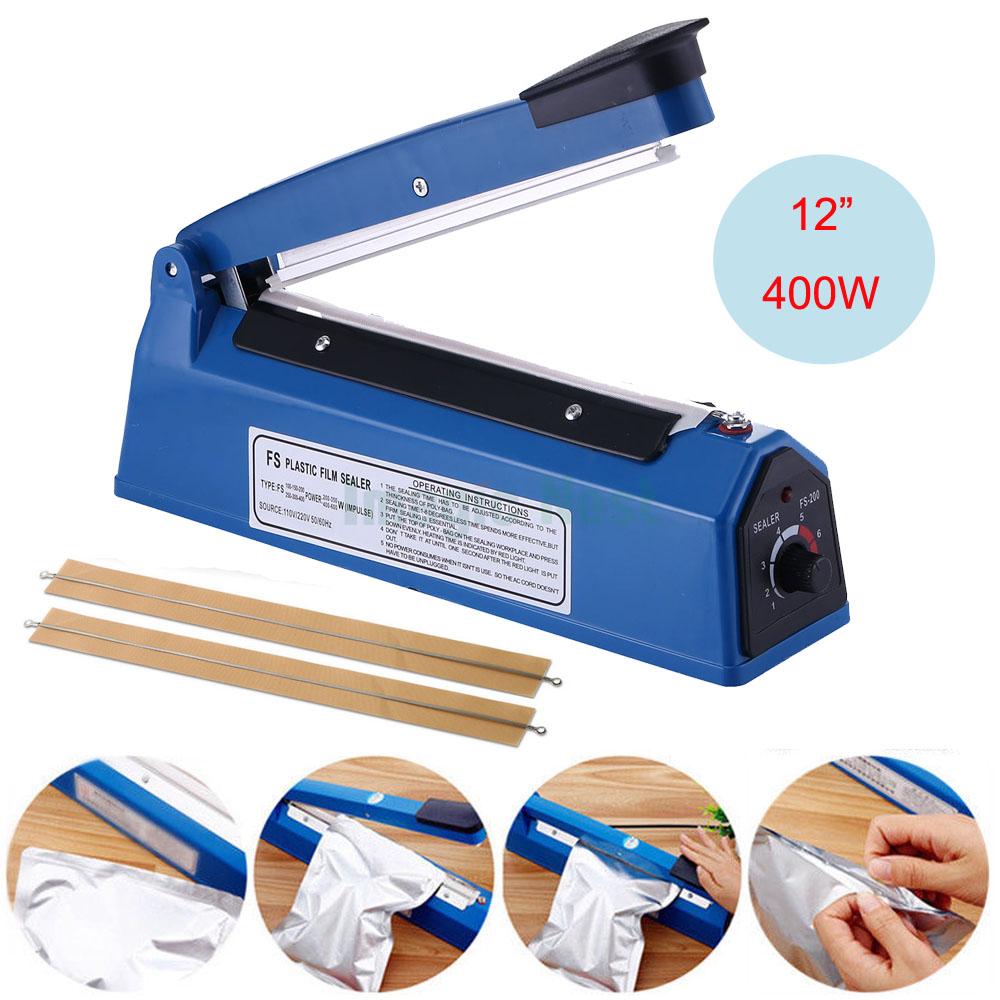 12" 300mm Manual Impulse Heat Sealer Poly Bag Machine Shrink Wrap Free ...